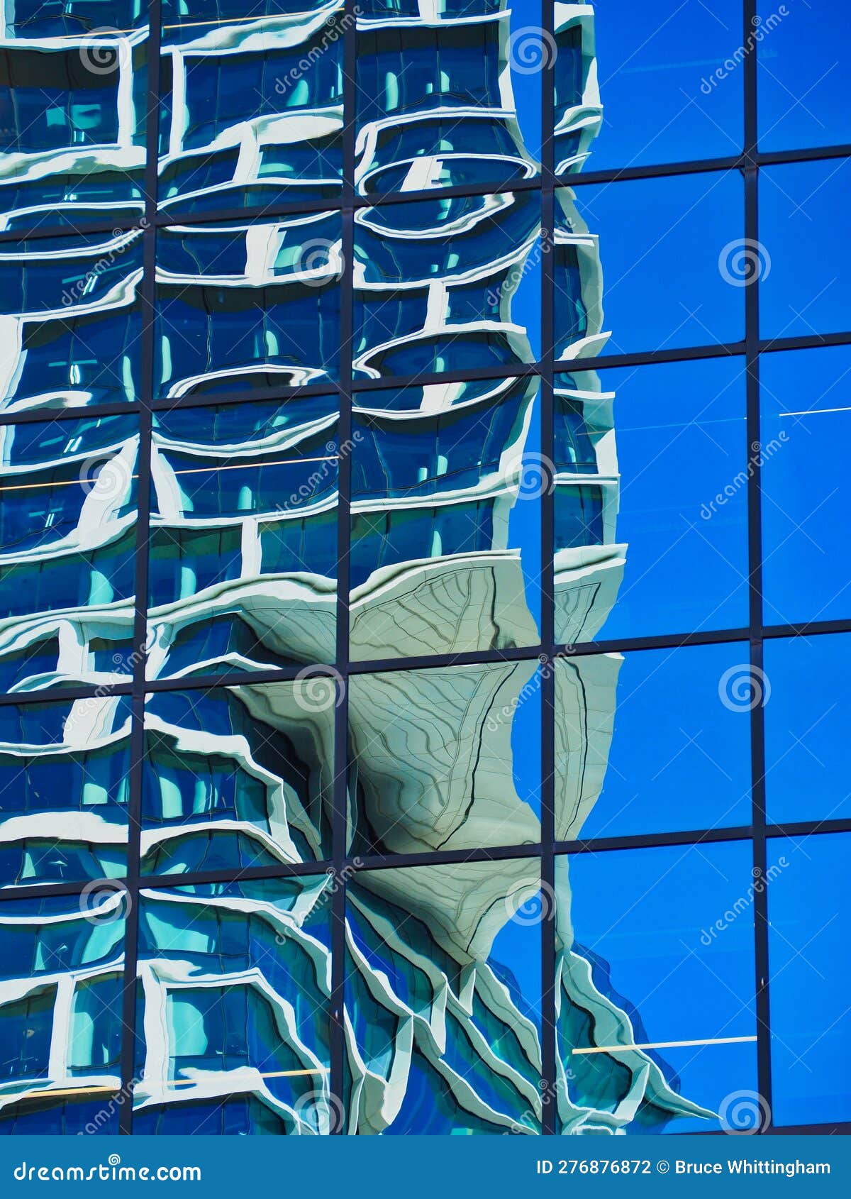 Skyscraper Reflections in Glass Windows, Distorted Image Stock Photo ...