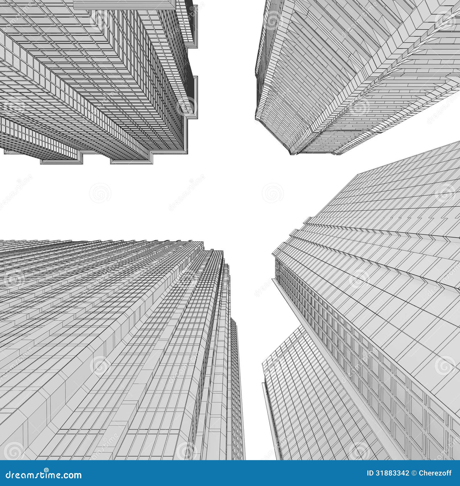 Skyscraper Rendering in Lines Stock Illustration - Illustration of ...