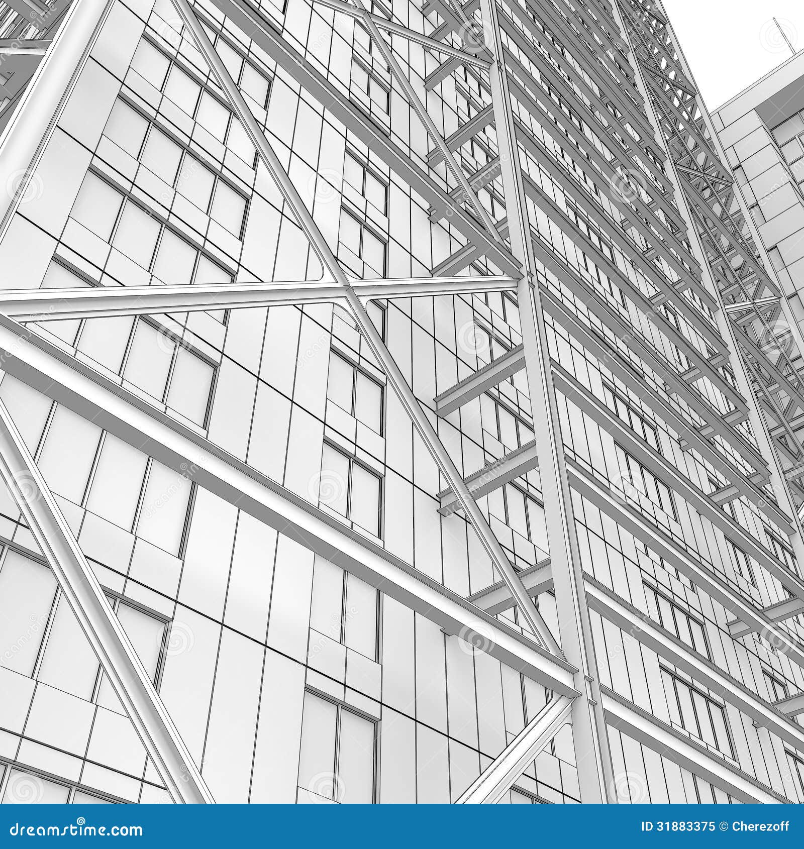 Skyscraper Rendering In Lines Royalty Free Stock Photo - Image: 31883375