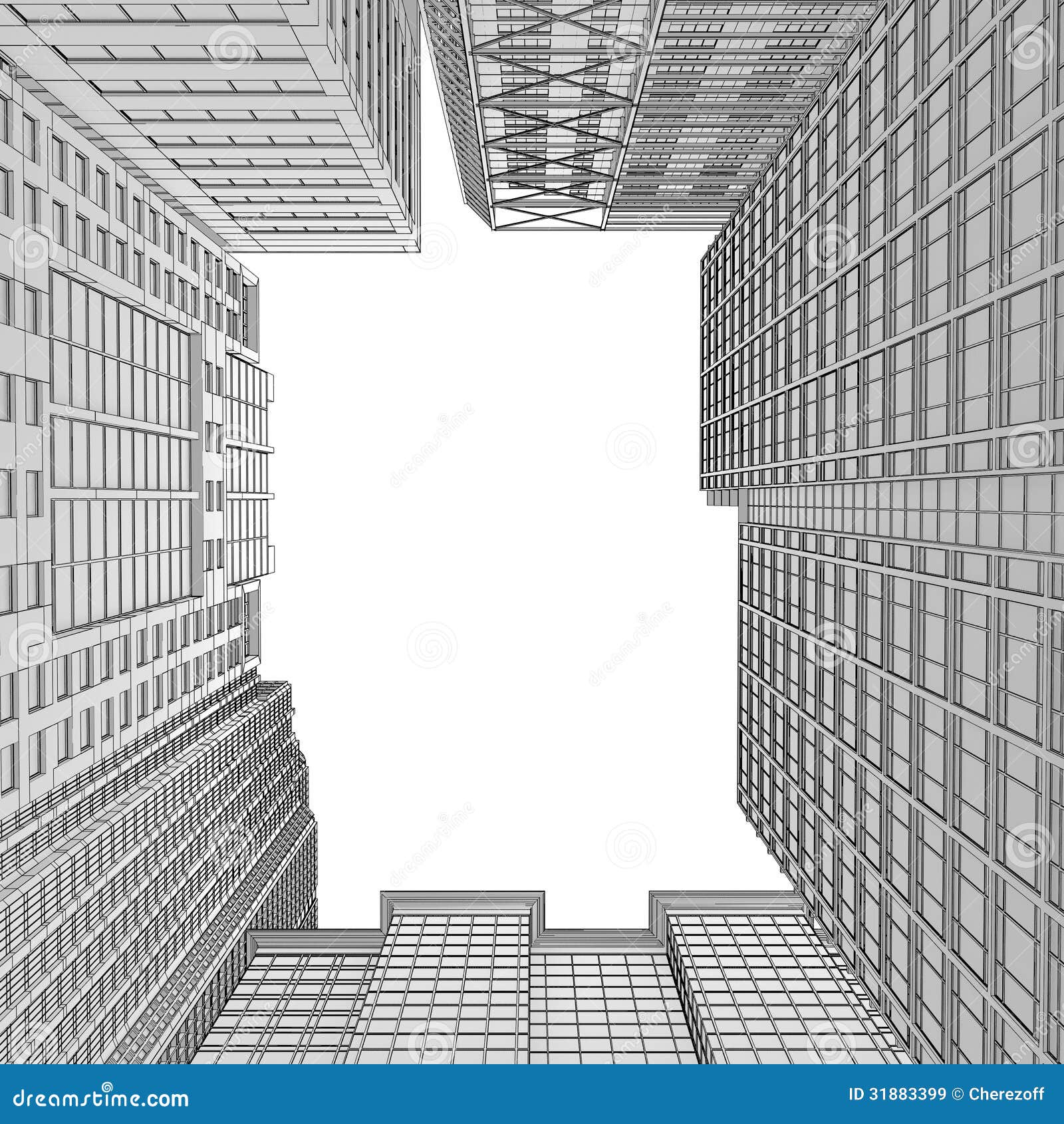 Skyscraper Rendering in Lines Stock Illustration - Illustration of ...