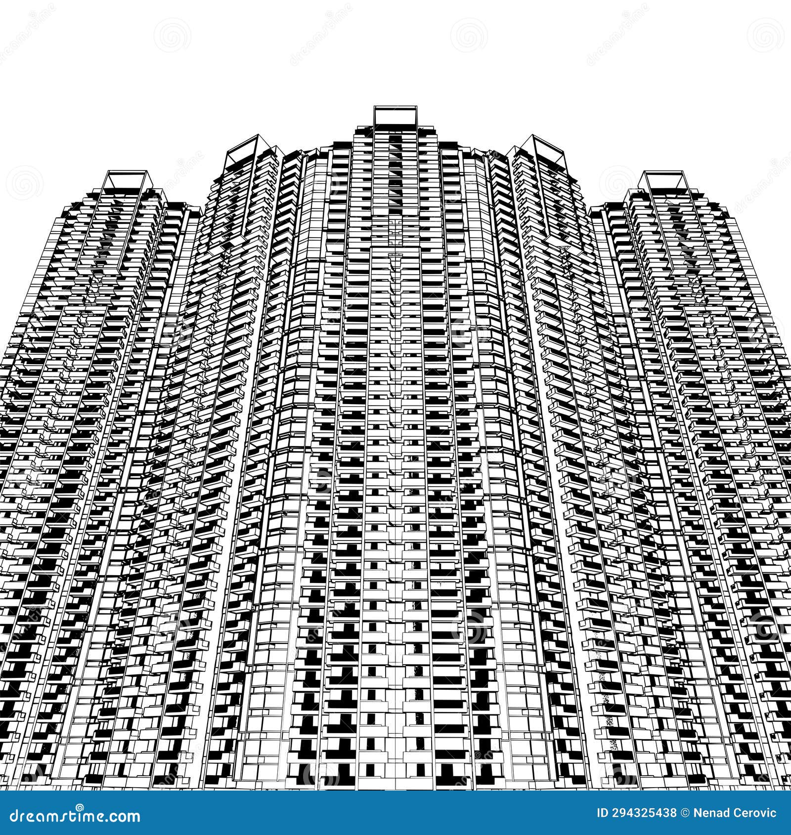 Skyscraper Residential Building Vector. Skyscraper Landscape View ...