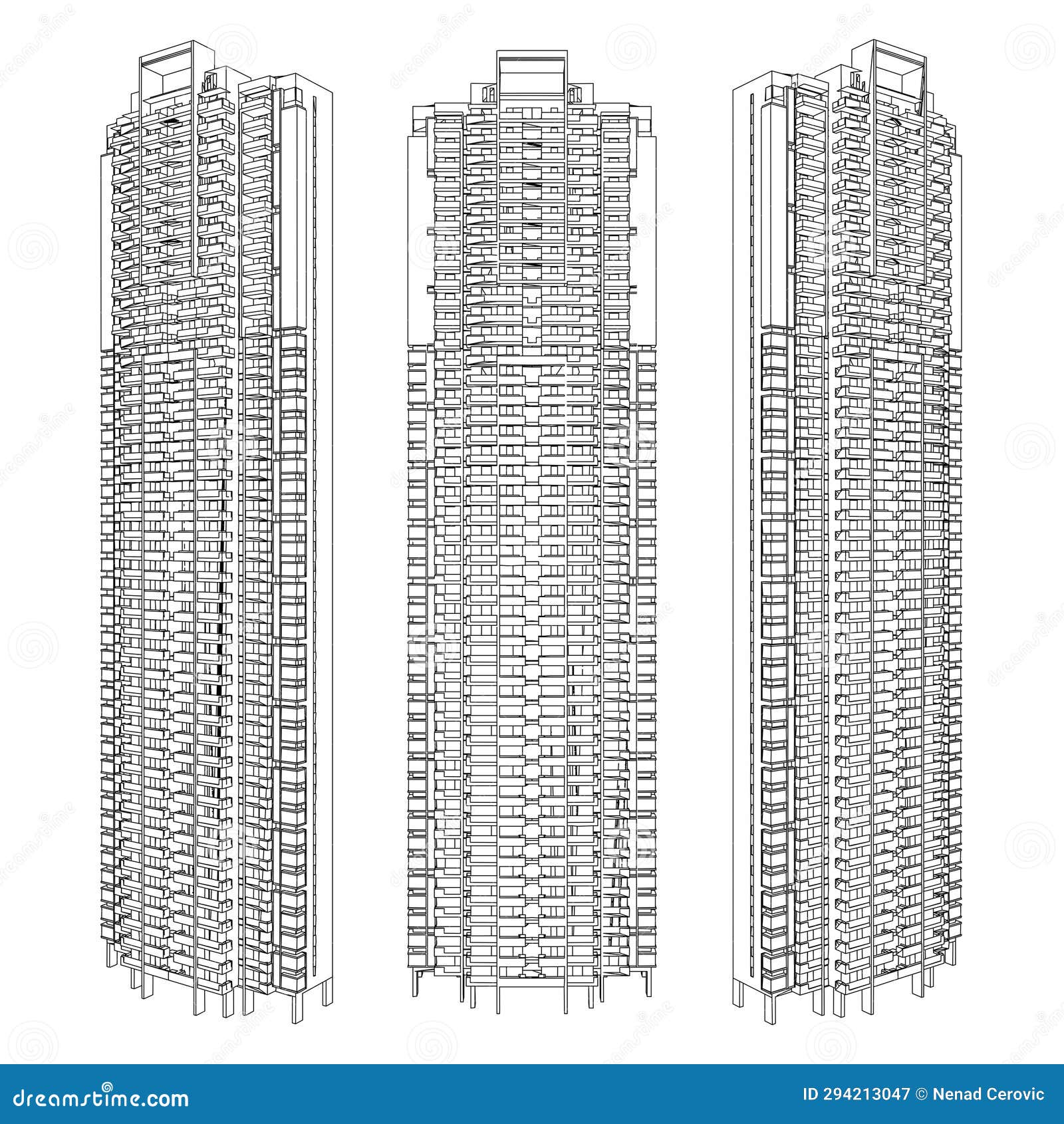 Skyscraper Residential Building Vector. Skyscraper Landscape View ...