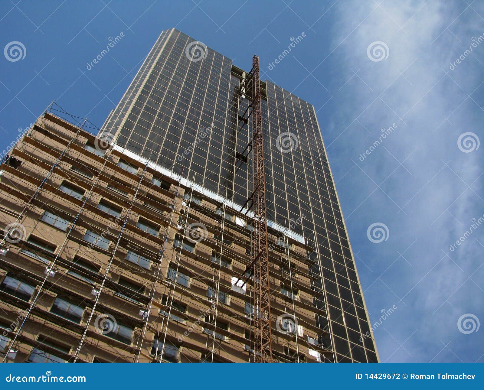 Skyscraper with Scaffolding Stock Photo - Image of elaboration, grade ...