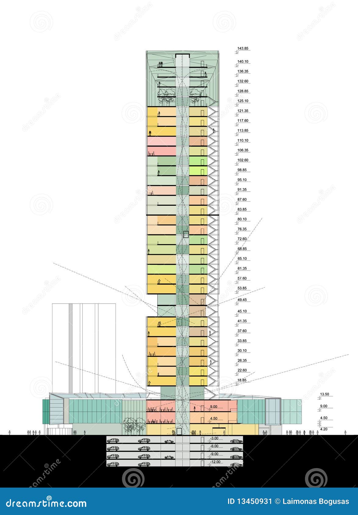 Skyscraper section stock vector. Illustration of draft - 13450931