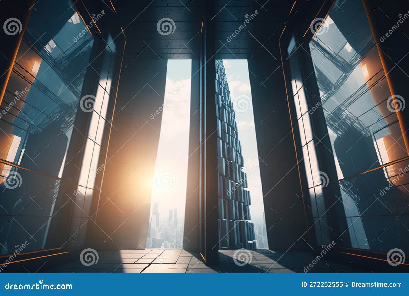 Skyscraper See from Inside. Windows Construction Stock Illustration ...