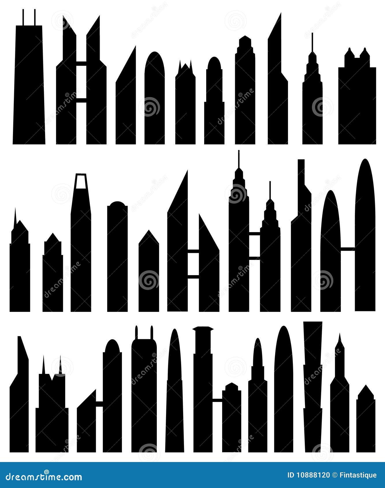 Skyscraper silhouettes stock vector. Illustration of separate - 10888120