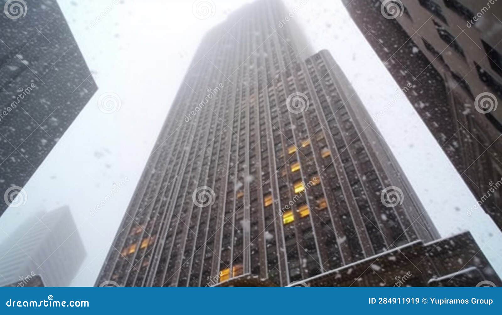 Skyscraper Stands Tall in Snowy City, Modern Architecture Against ...
