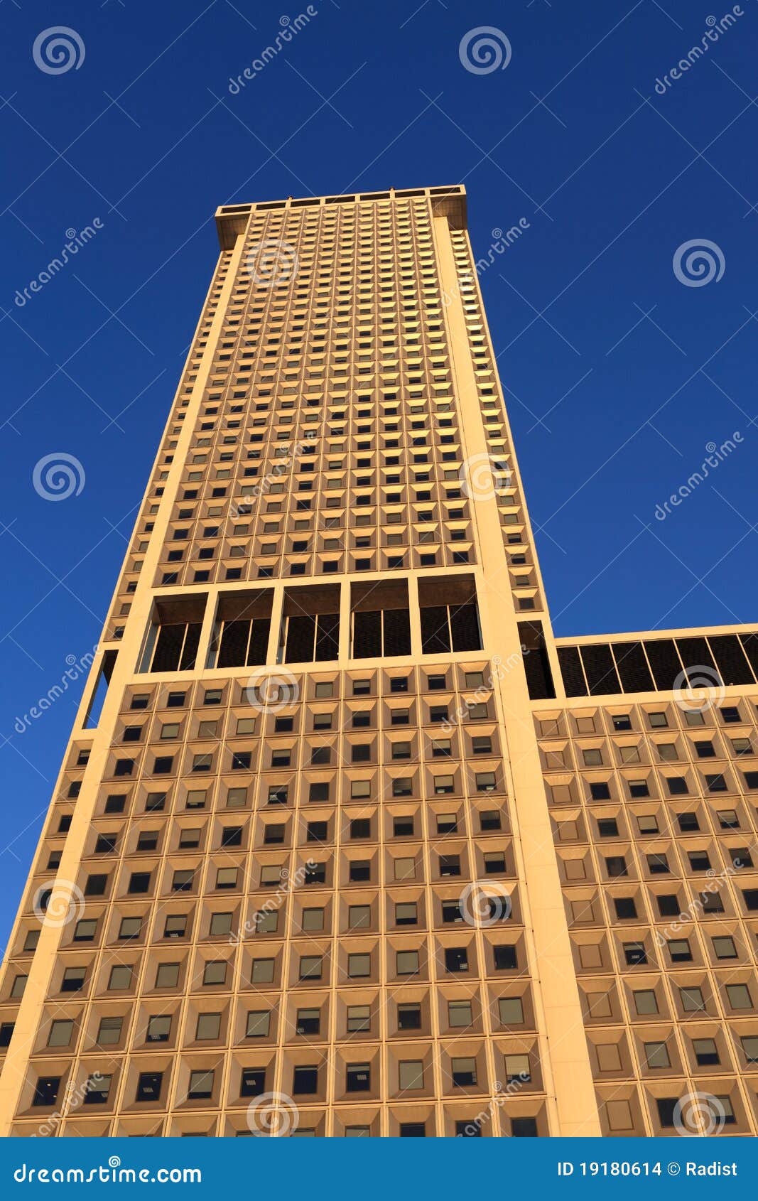 Skyscraper at sunset stock photo. Image of tower, lights - 19180614
