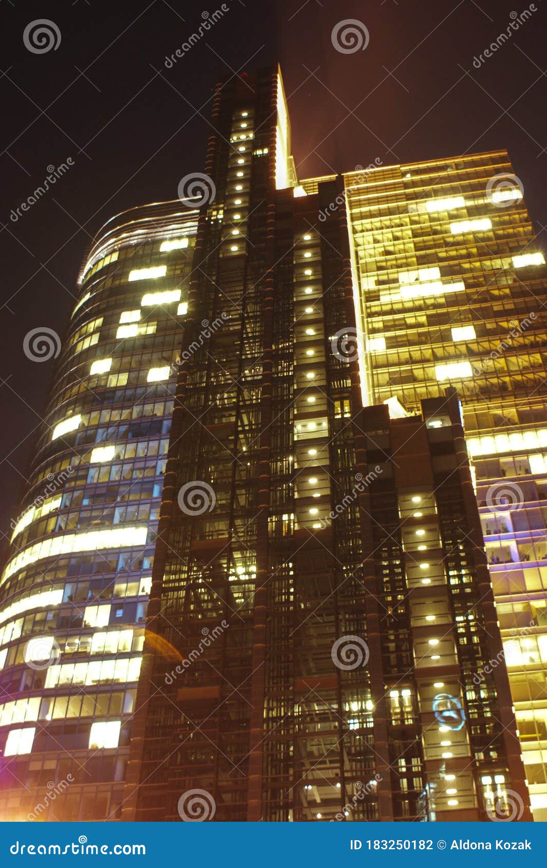 Skyscraper Skyscraper Tall Building at Night Illuminated with Office ...