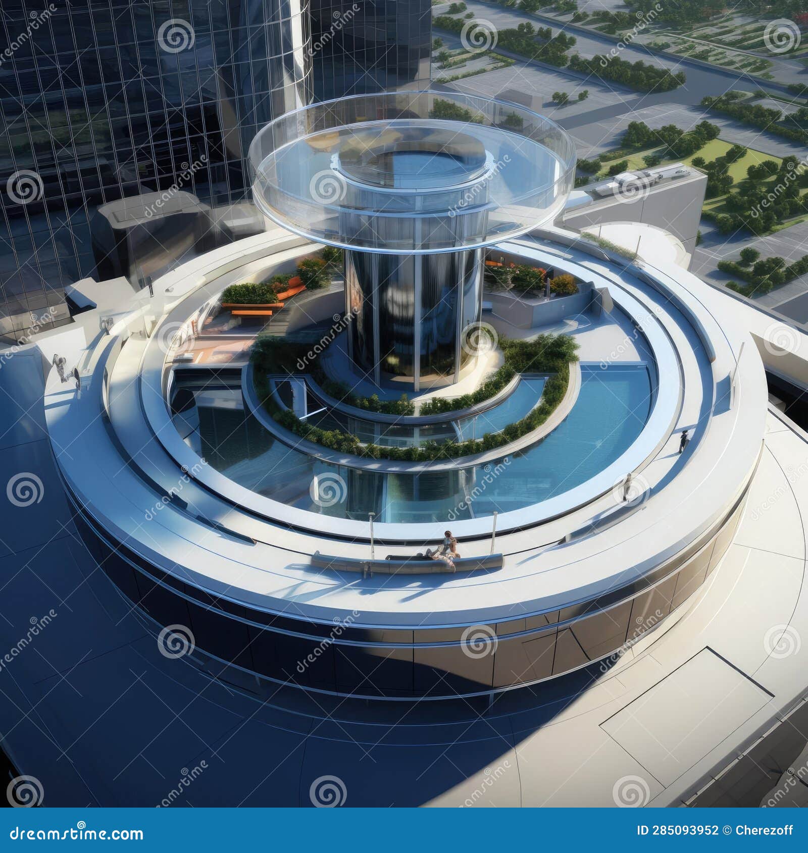 Skyscraper Top View, New Technologies Stock Illustration - Illustration ...