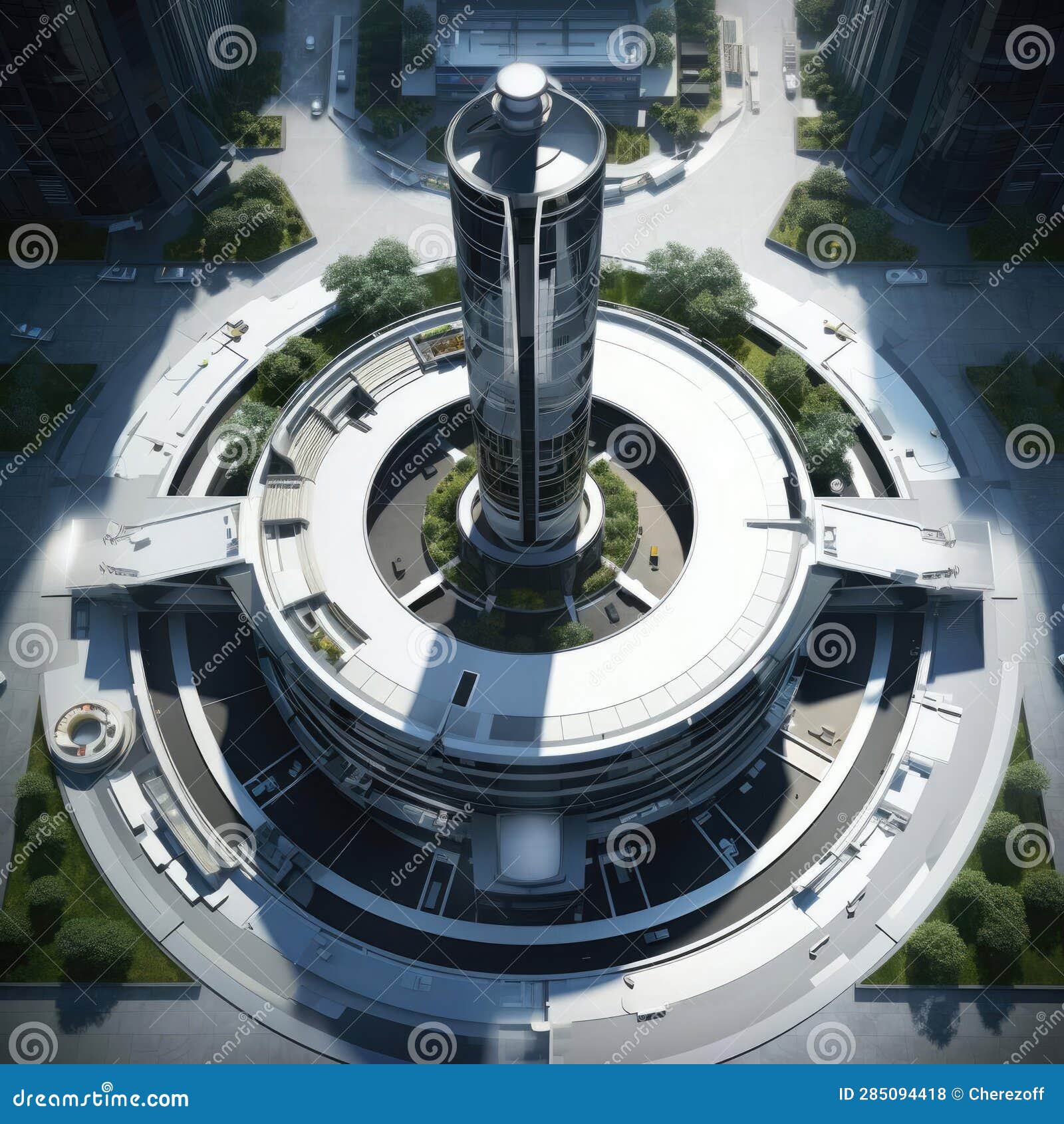 Skyscraper Top View, New Technologies Stock Illustration - Illustration ...