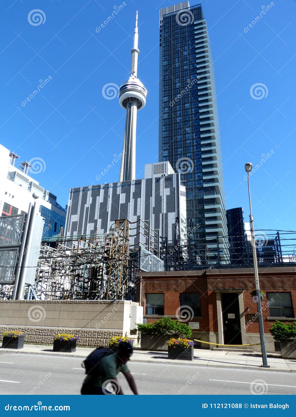 Skyscraper in Toronto with CN Tower Editorial Stock Photo - Image of ...