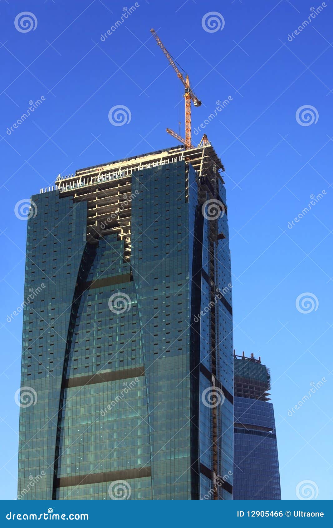Skyscraper Under Construction Stock Photo - Image of blue, downtown ...