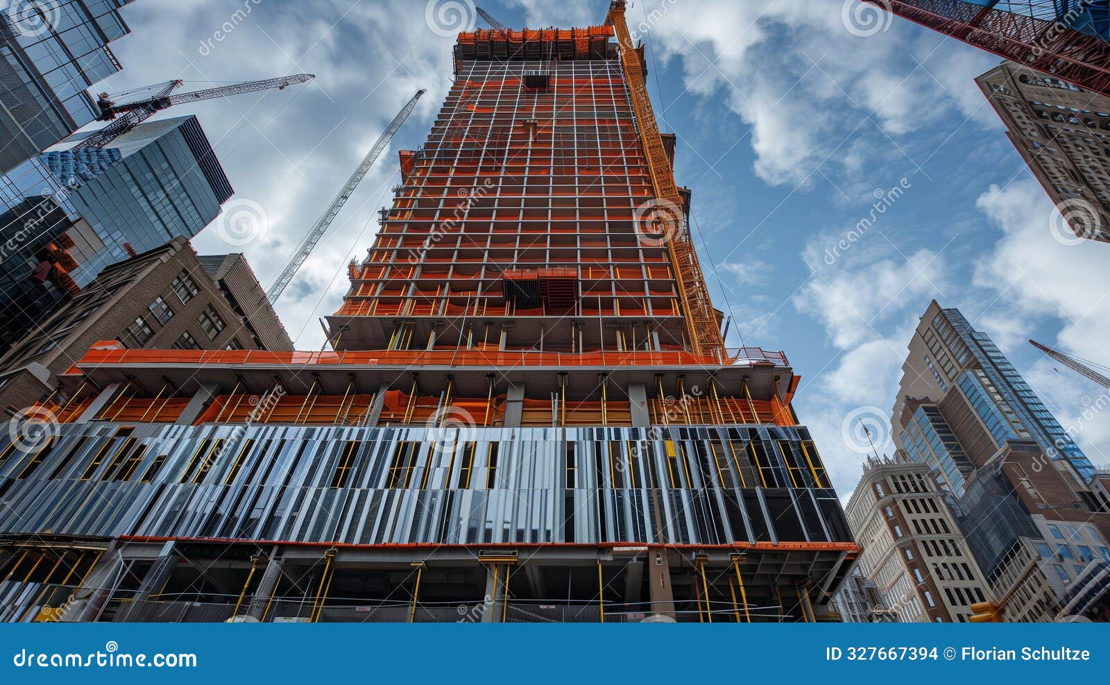 A Skyscraper Under Construction Stock Illustration - Illustration of ...