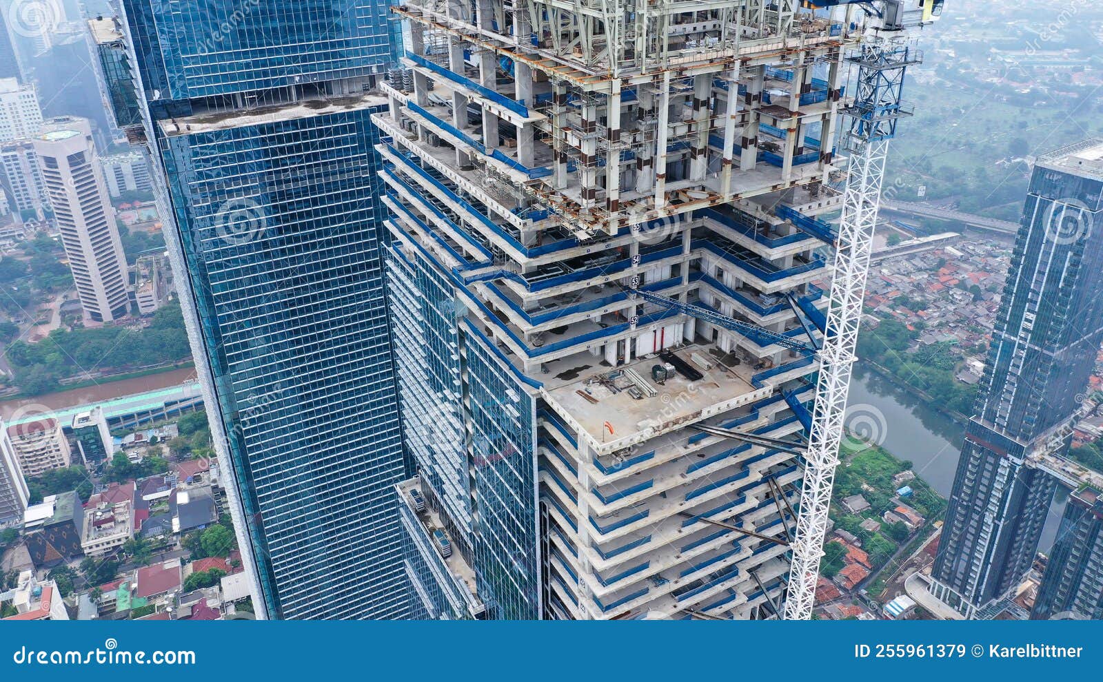 Skyscraper Under Construction, with Crane on Top, for Urban and Industrial Themes Stock Image ...
