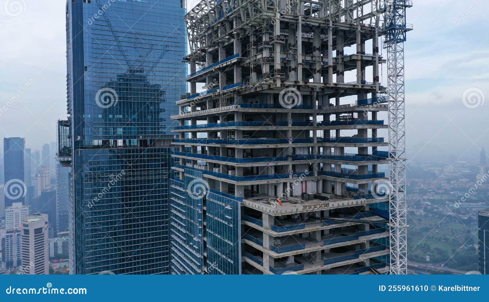 Skyscraper Under Construction, with Crane on Top, for Urban and ...