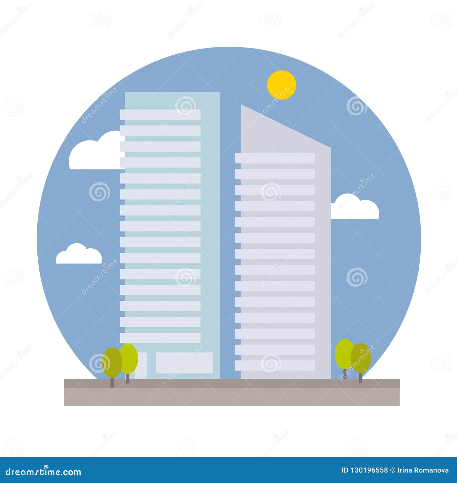 Skyscraper Vector Flat Illustration Stock Vector - Illustration of icon ...