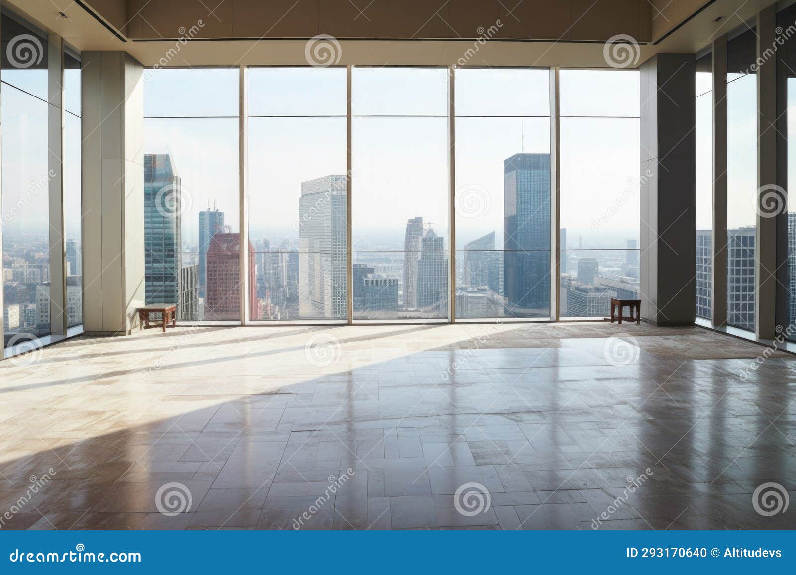 Skyscraper View Seen through Large Floor-to-ceiling Windows Stock Photo ...