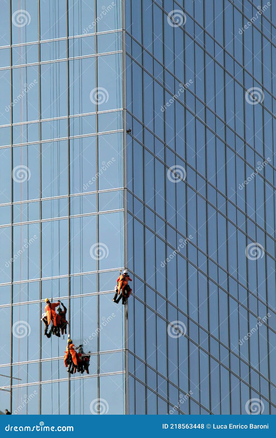 Skyscraper Window Cleaners at Work Stock Photo - Image of professional ...