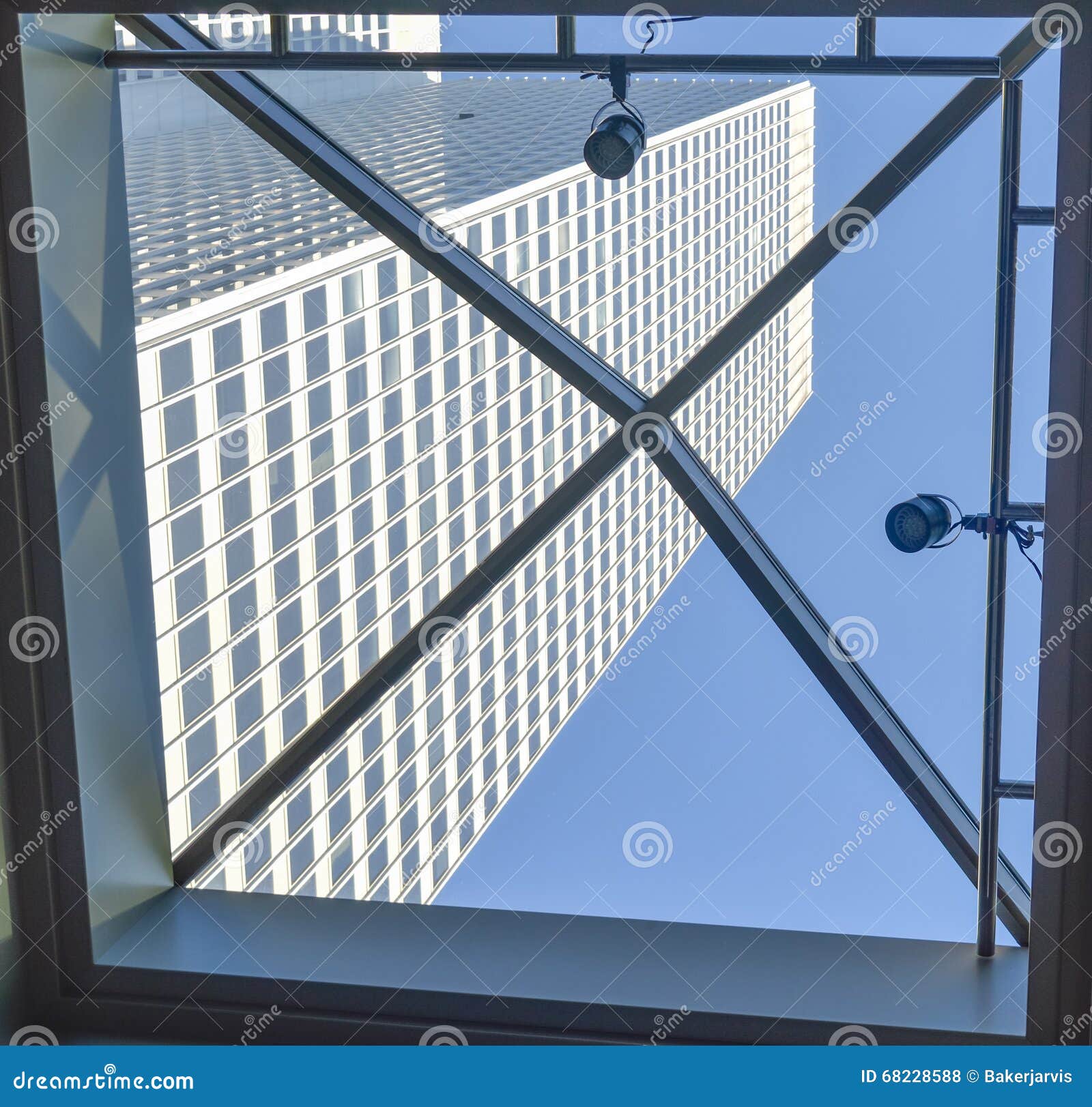 Skyscraper through the Window in Montreal Stock Photo - Image of color ...