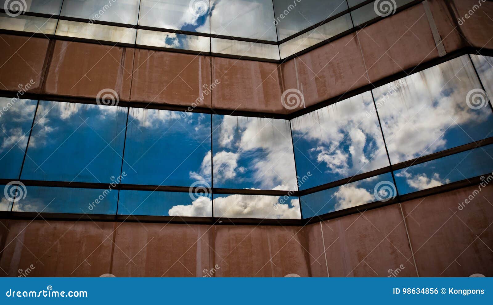 Skyscraper Windows with Reflection of the Sky Stock Photo - Image of ...