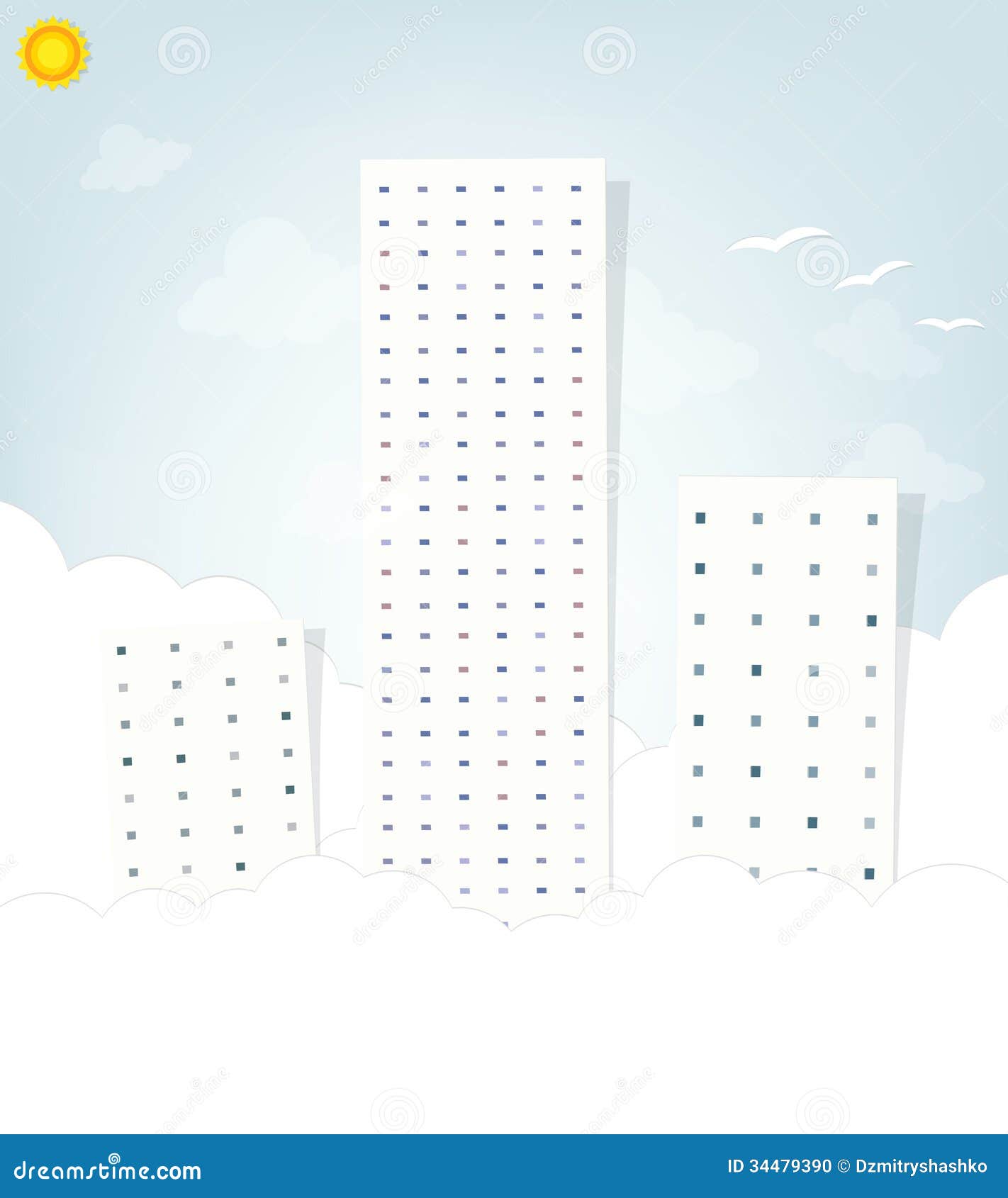 Skyscrapers Above the Clouds Stock Vector - Illustration of skyline ...