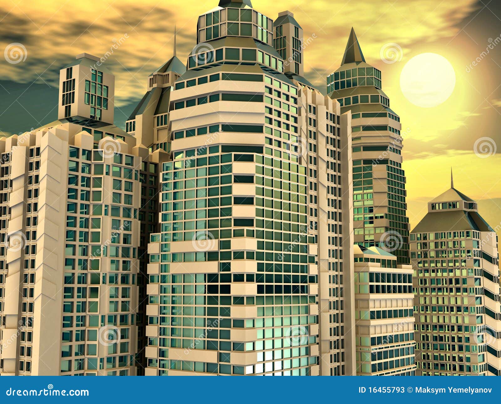 Skyscrapers. Background stock illustration. Illustration of exterior ...