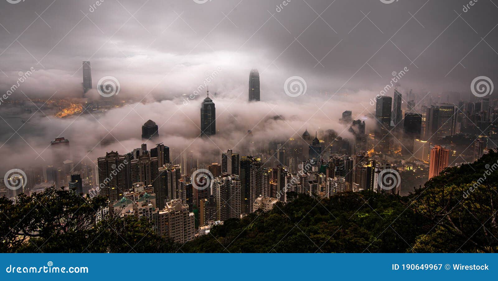 Skyscrapers of a City Covered in Mist Stock Image - Image of view ...