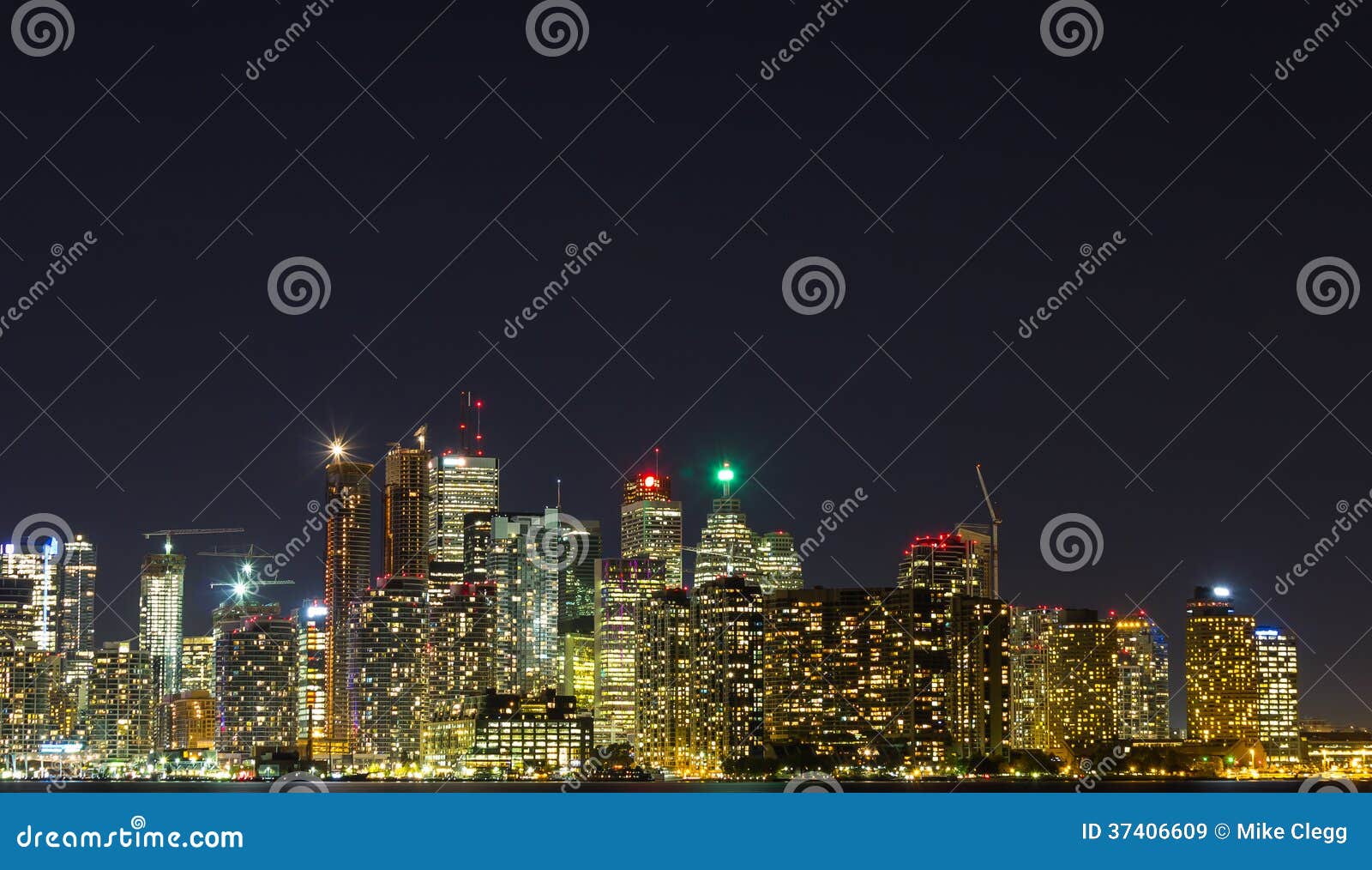 Skyscrapers and Condos at Night in Toronto Stock Image - Image of color ...