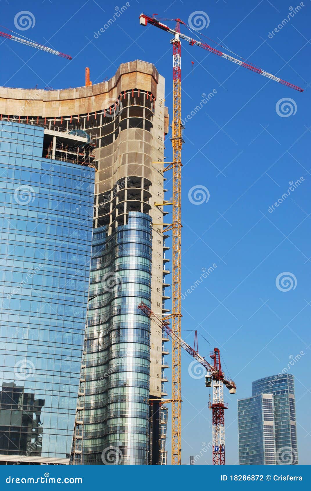 Skyscrapers construction stock photo. Image of futuristic - 18286872