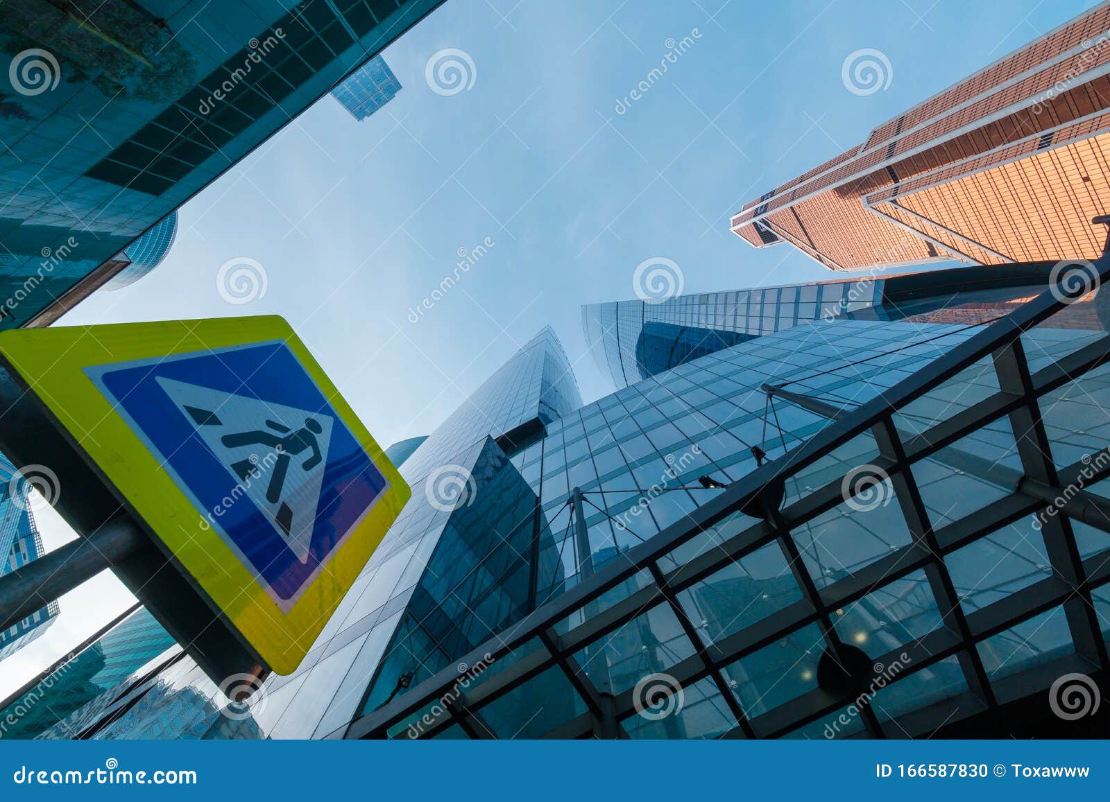 Skyscrapers in Downtown Area, Bottom View Stock Photo - Image of ...
