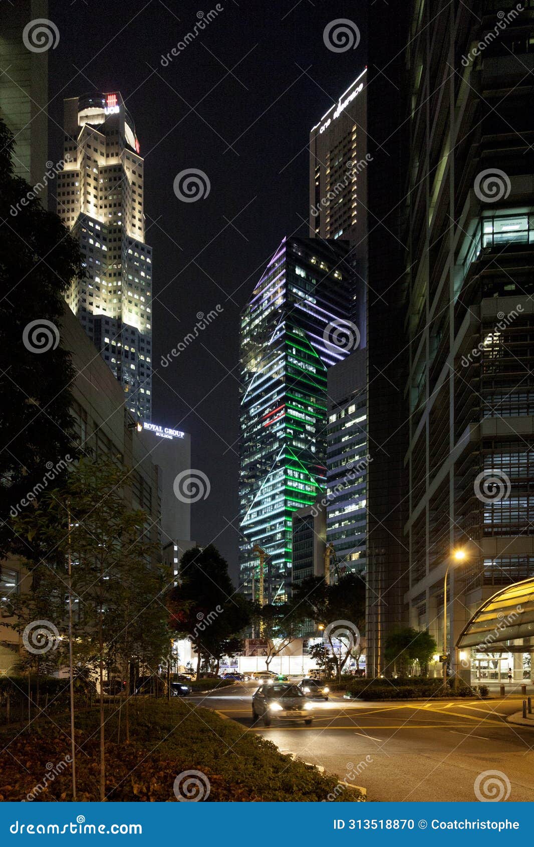 Skyscrapers in Downtown Core, Singapore by Night Editorial Image ...