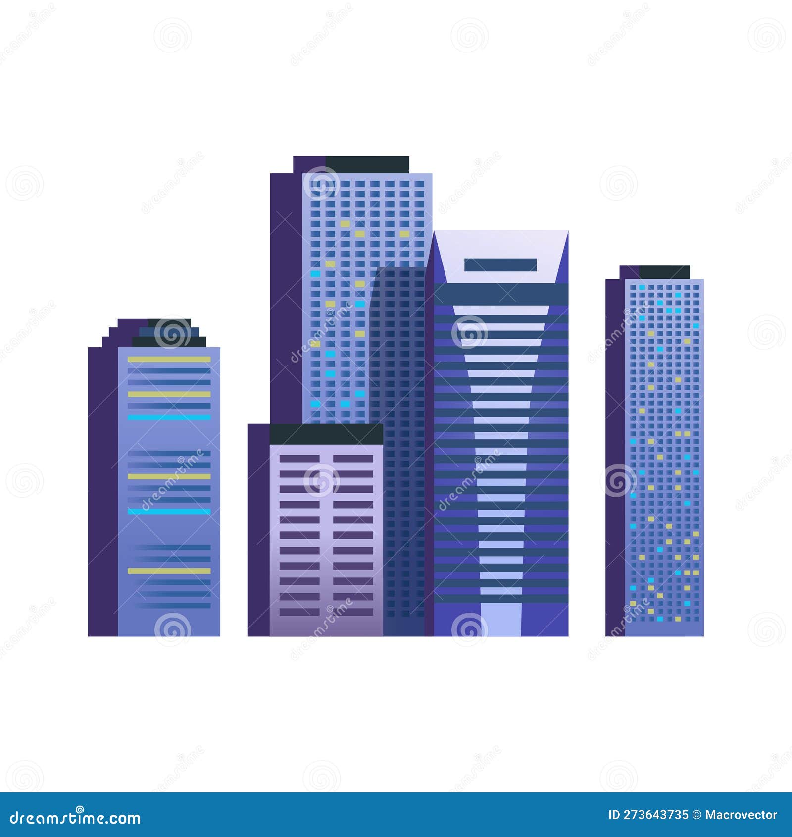 Skyscrapers Flat Illustration Stock Vector - Illustration of ...