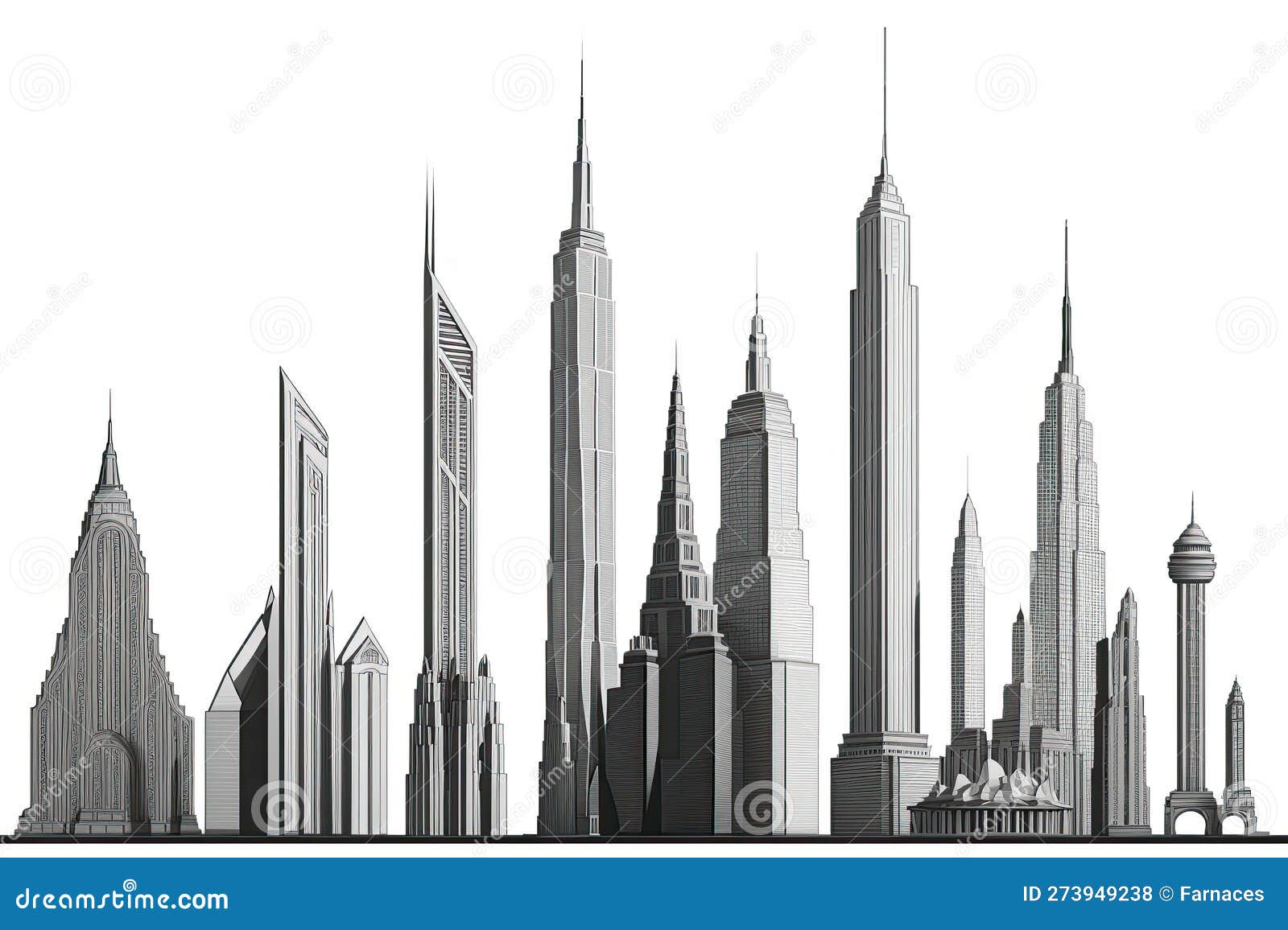Skyscrapers illustration stock illustration. Illustration of contour ...