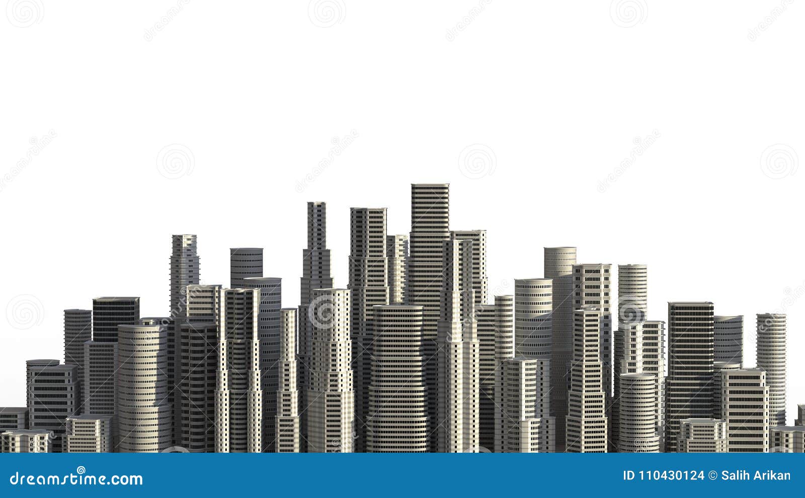 Skyscrapers Isolated on White Background. 3D Illustrating. Stock Photo ...