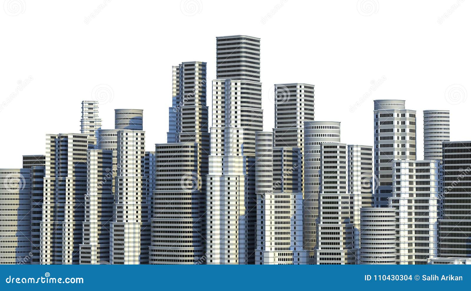 Skyscrapers Isolated on White Background. 3D Illustrating. Stock ...