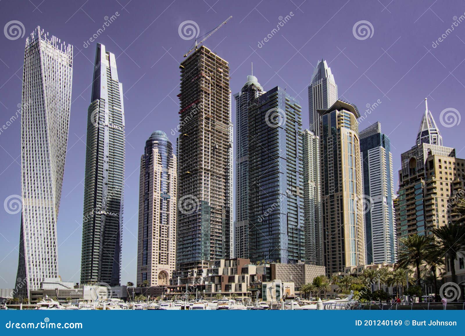 Skyscrapers Line the Marina in Dubai Editorial Stock Image - Image of ...