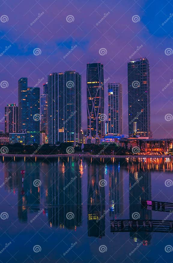 Skyscrapers of Miami in the Evening Stock Image - Image of urban ...