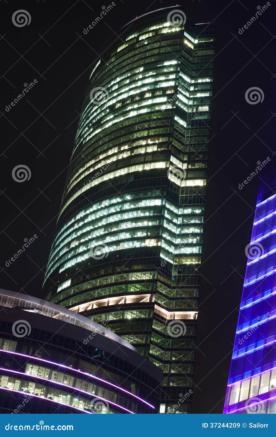 Skyscrapers at night stock image. Image of cityscape - 37244209