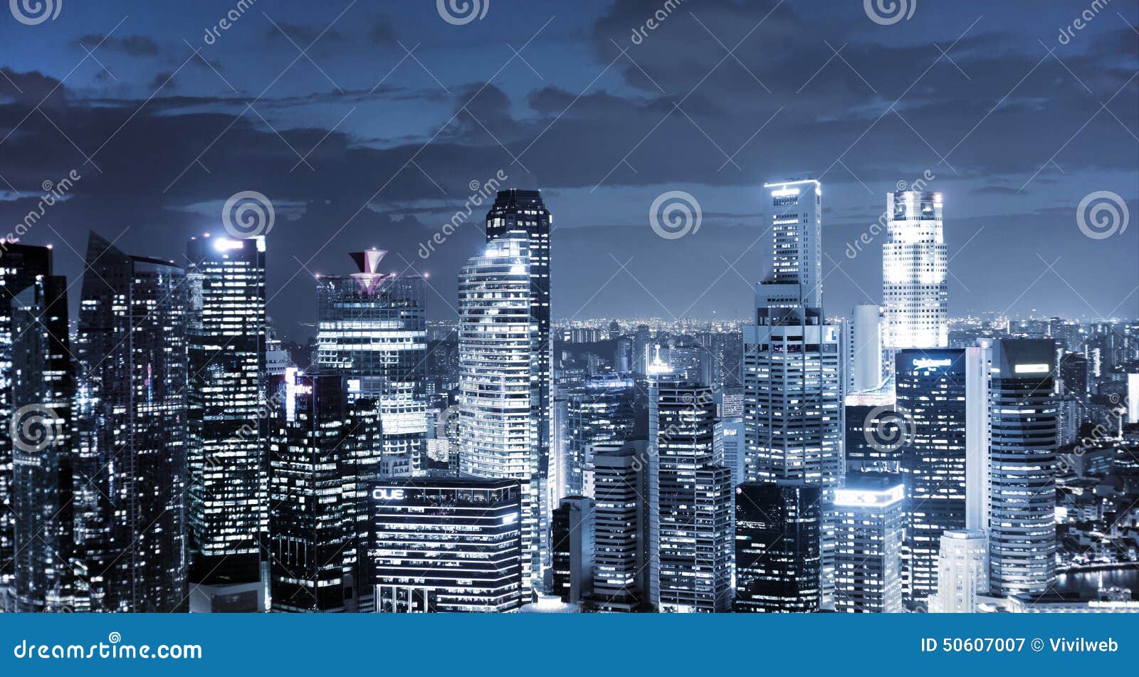 Skyscrapers at night editorial photography. Image of center - 50607007