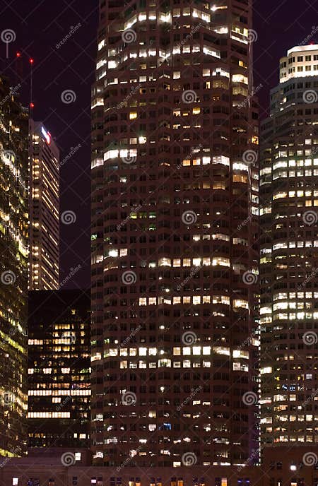 Skyscrapers at Night Time Vertical Stock Image - Image of lighting ...