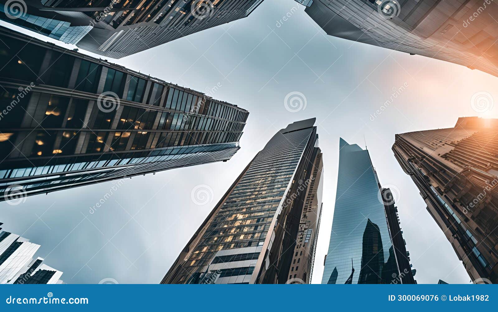 Skyscrapers Reaching into the Sky Stock Illustration - Illustration of ...