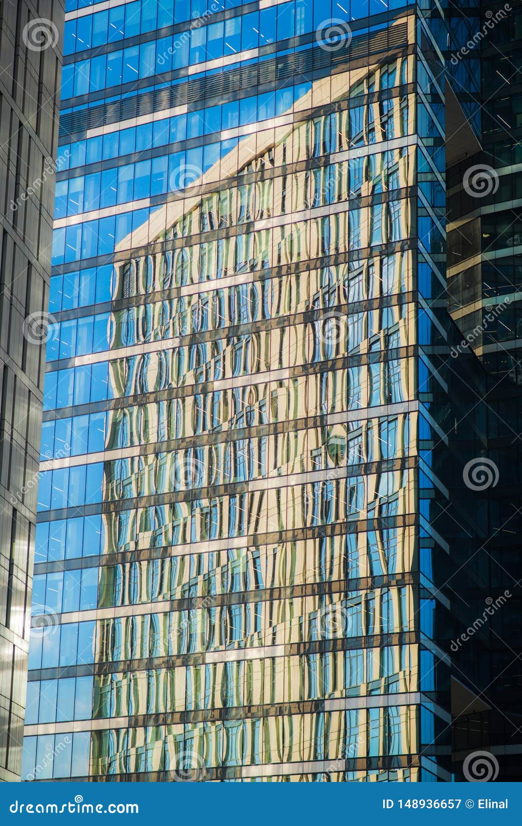 Skyscrapers Reflection Buildings. Abstract Technology Background ...