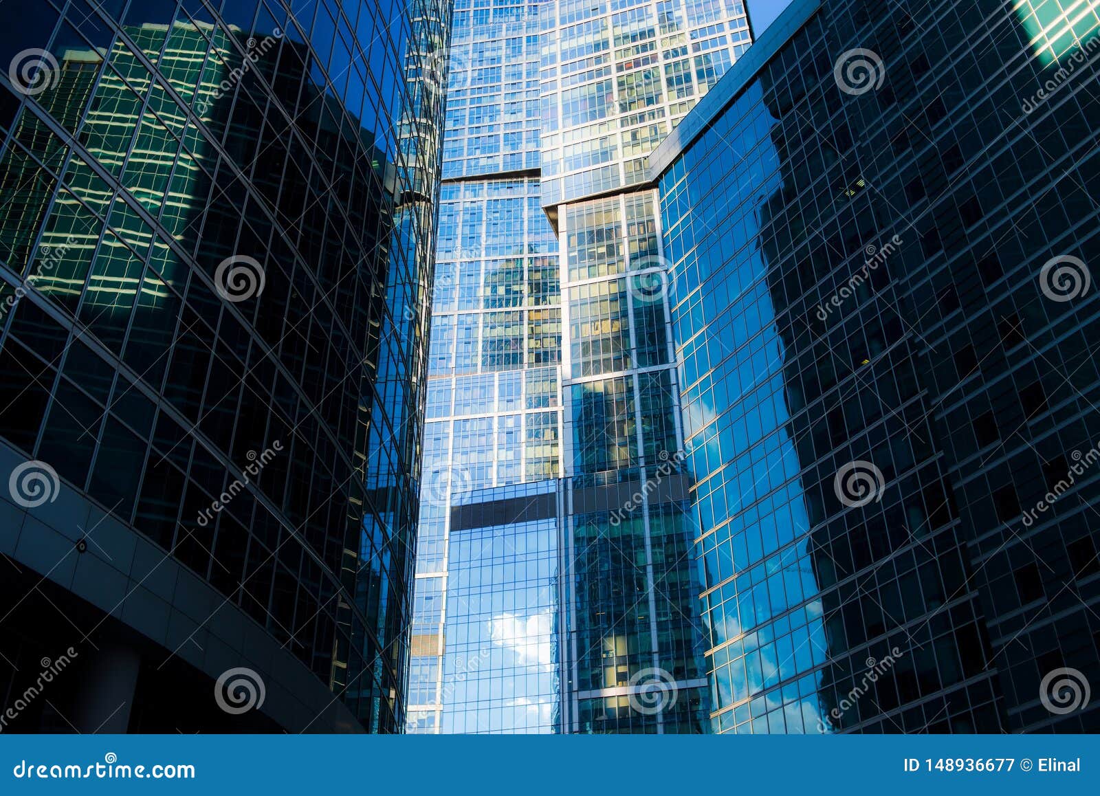 Skyscrapers Reflection Buildings. Abstract Technology Background ...