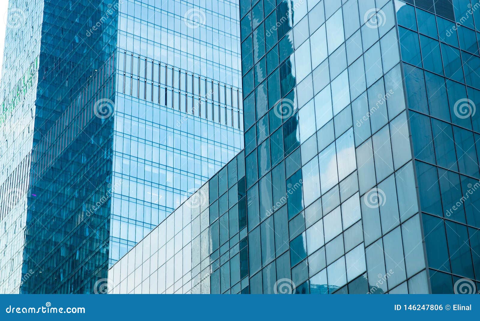 Skyscrapers Reflection Buildings. Abstract Technology Background ...