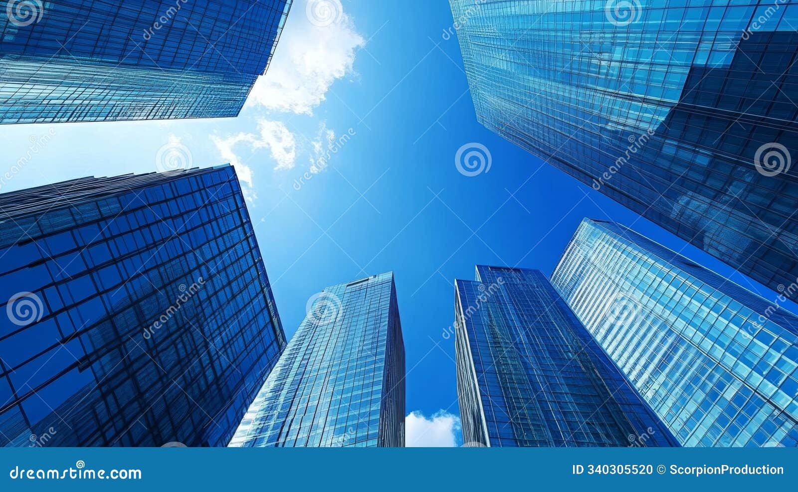Skyscrapers with Reflective Glass Facades Under a Bright Sky Stock ...