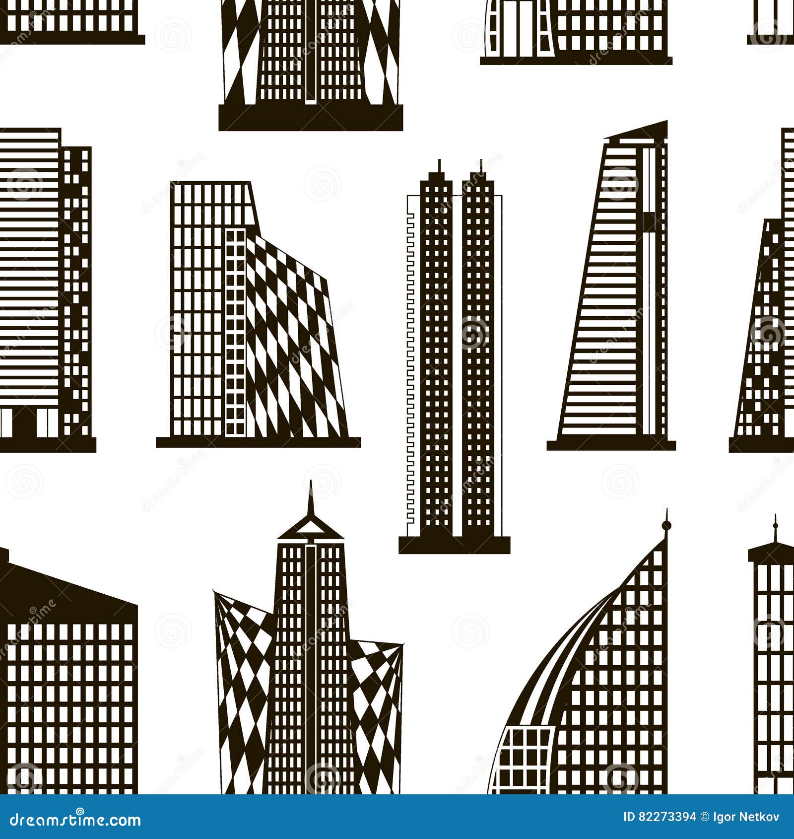 Skyscrapers set pattern stock vector. Illustration of cityscape - 82273394