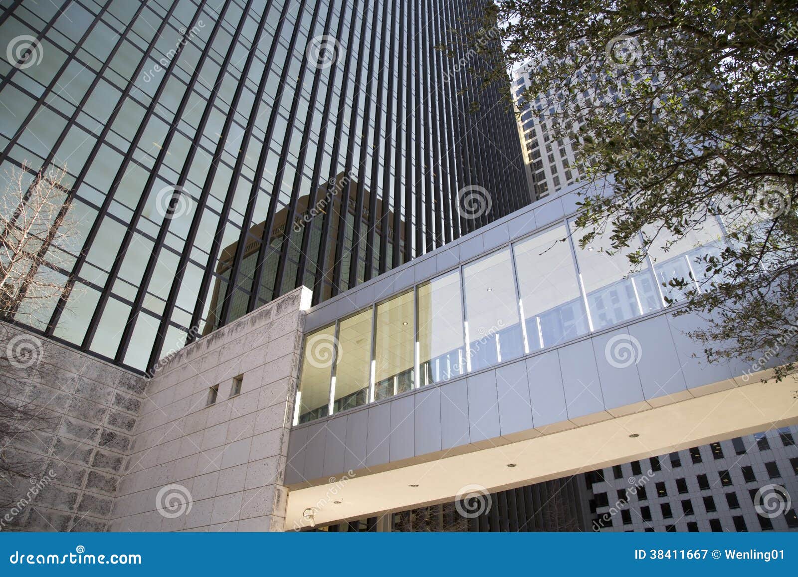Skyscrapers and sky bridge stock image. Image of high - 38411667