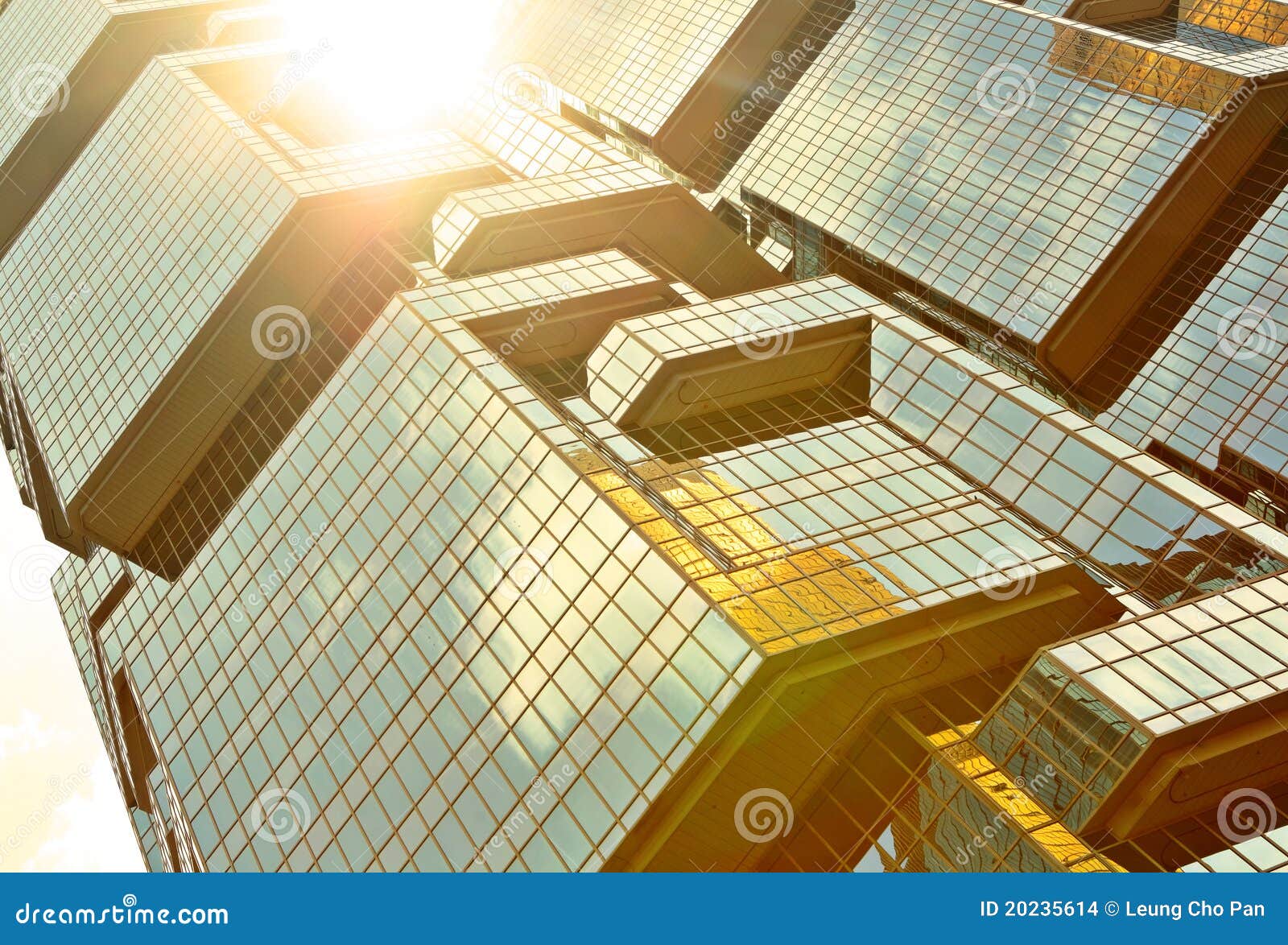 Skyscrapers with sun glare stock photo. Image of facade - 20235614
