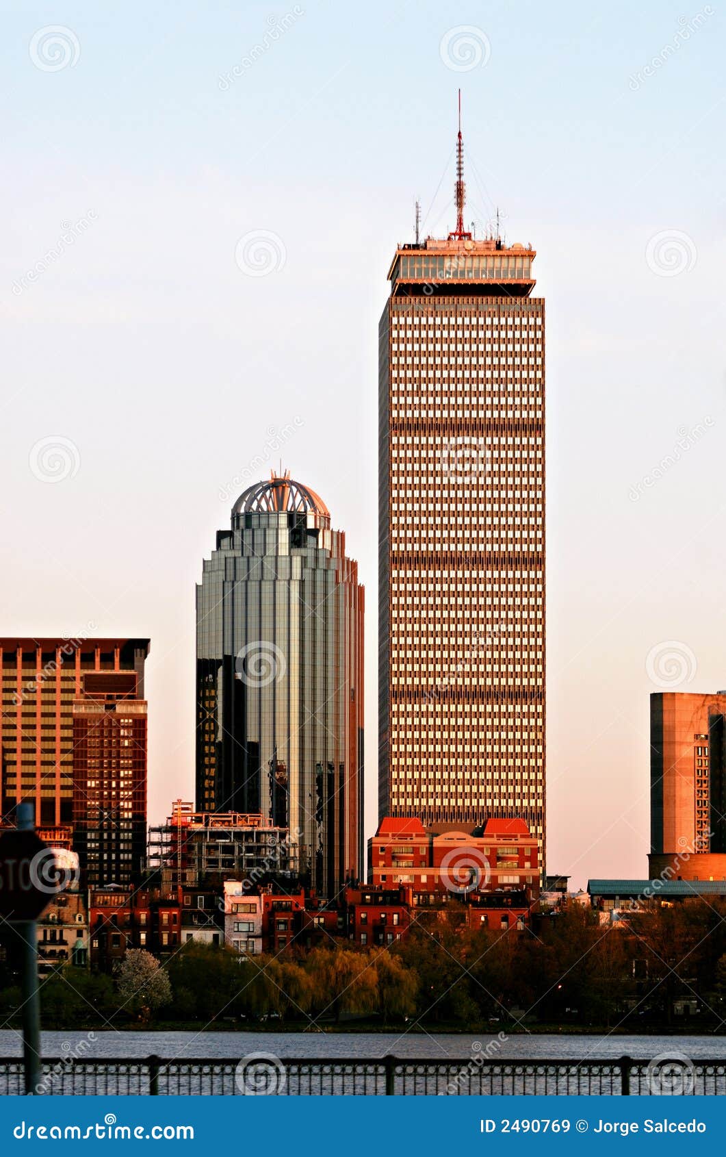 Skyscrapers at sunset stock image. Image of building, construction ...